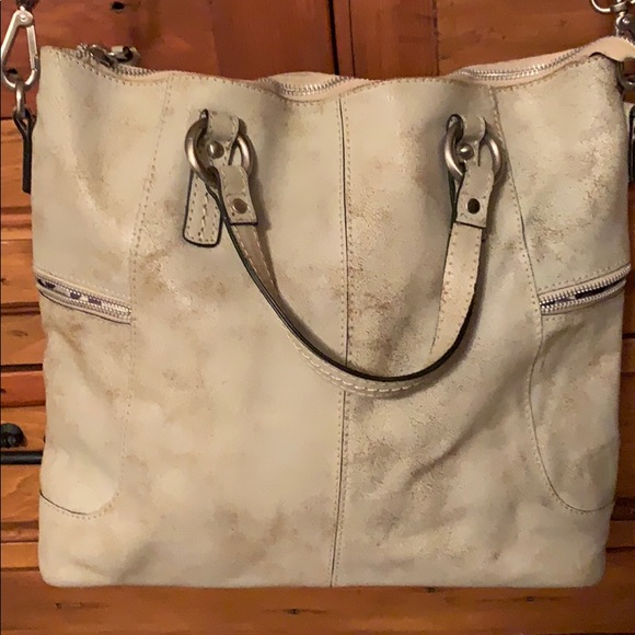 Nino BOSSI | Bags | Nino Bossi White Crackled Leather Shoulder Bag ...